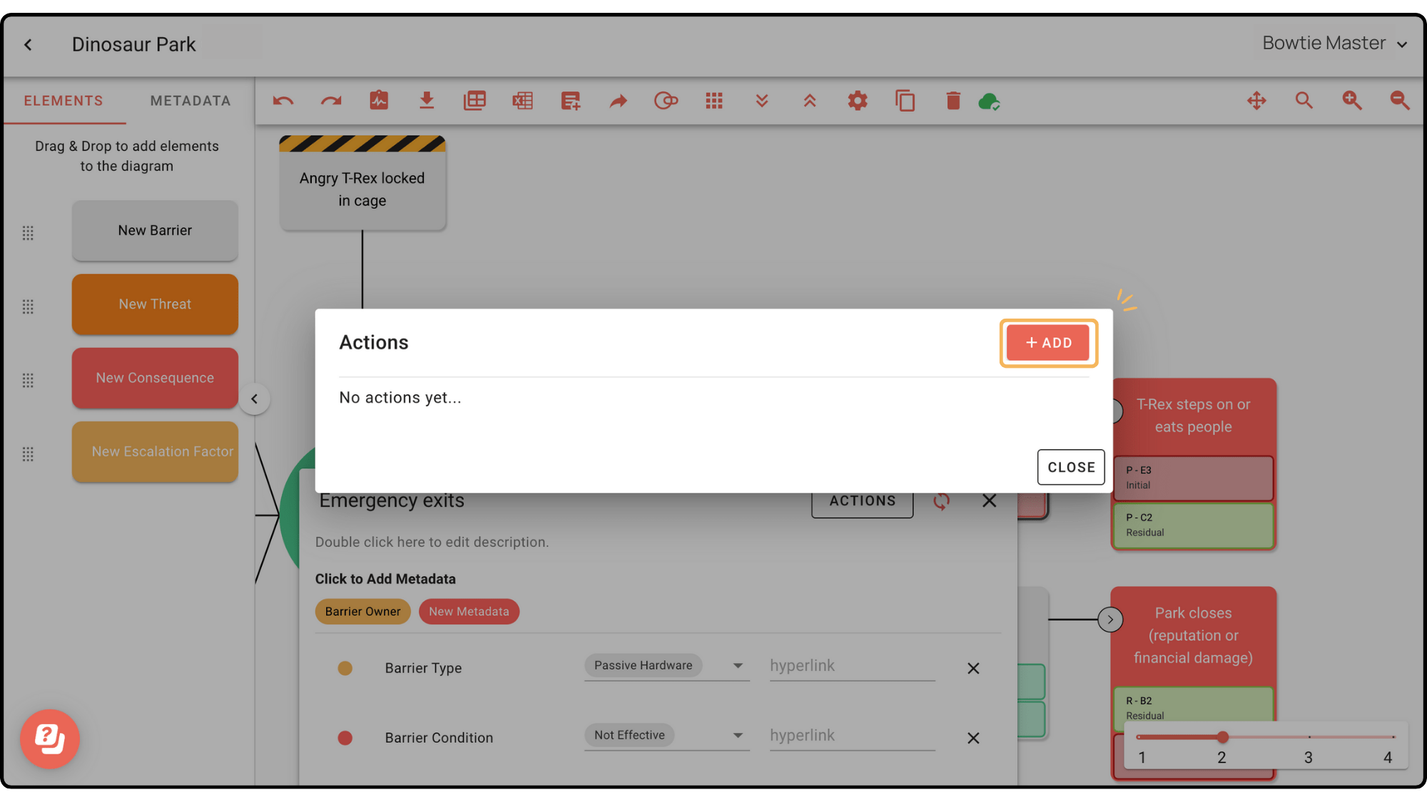 Adding Actions to Barriers - Bowtie Master