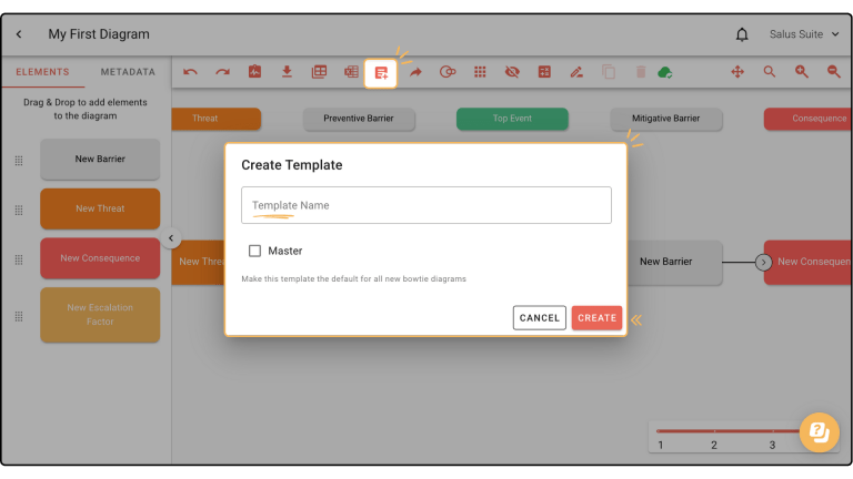 Save a bowtie diagram template in Bowtie Master